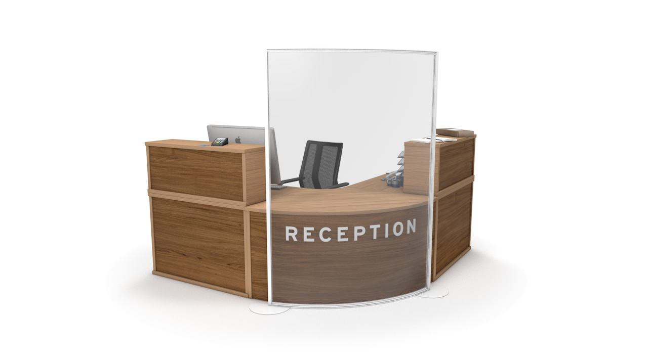 Curved Freestanding Perspex® Screens | Curved Office Glass Dividers